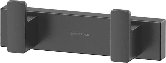 Крючок WHITECROSS Cubo CU2412GM латунный, двойной, вороненая сталь, вешалка для полотенец в ванную, на шурупах