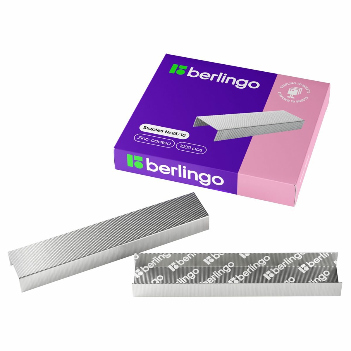 Скобы для степлеров Berlingo, №23/10, оцинкованные, 1000шт. (DSk_23100), 20 уп.