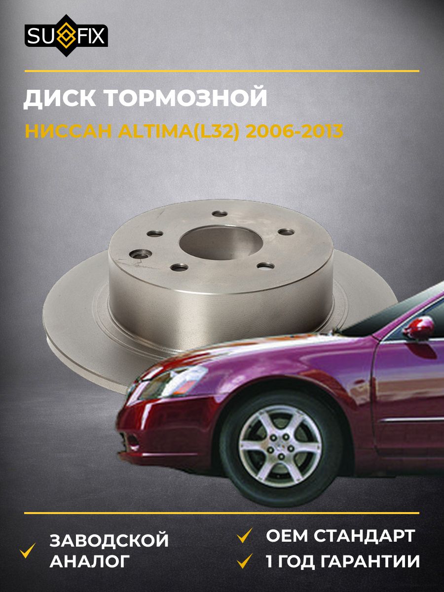 Диск тормозной невентилируемый задний SUFIX FX1182 Ниссан Альтима Nissan Altima 2006-2013