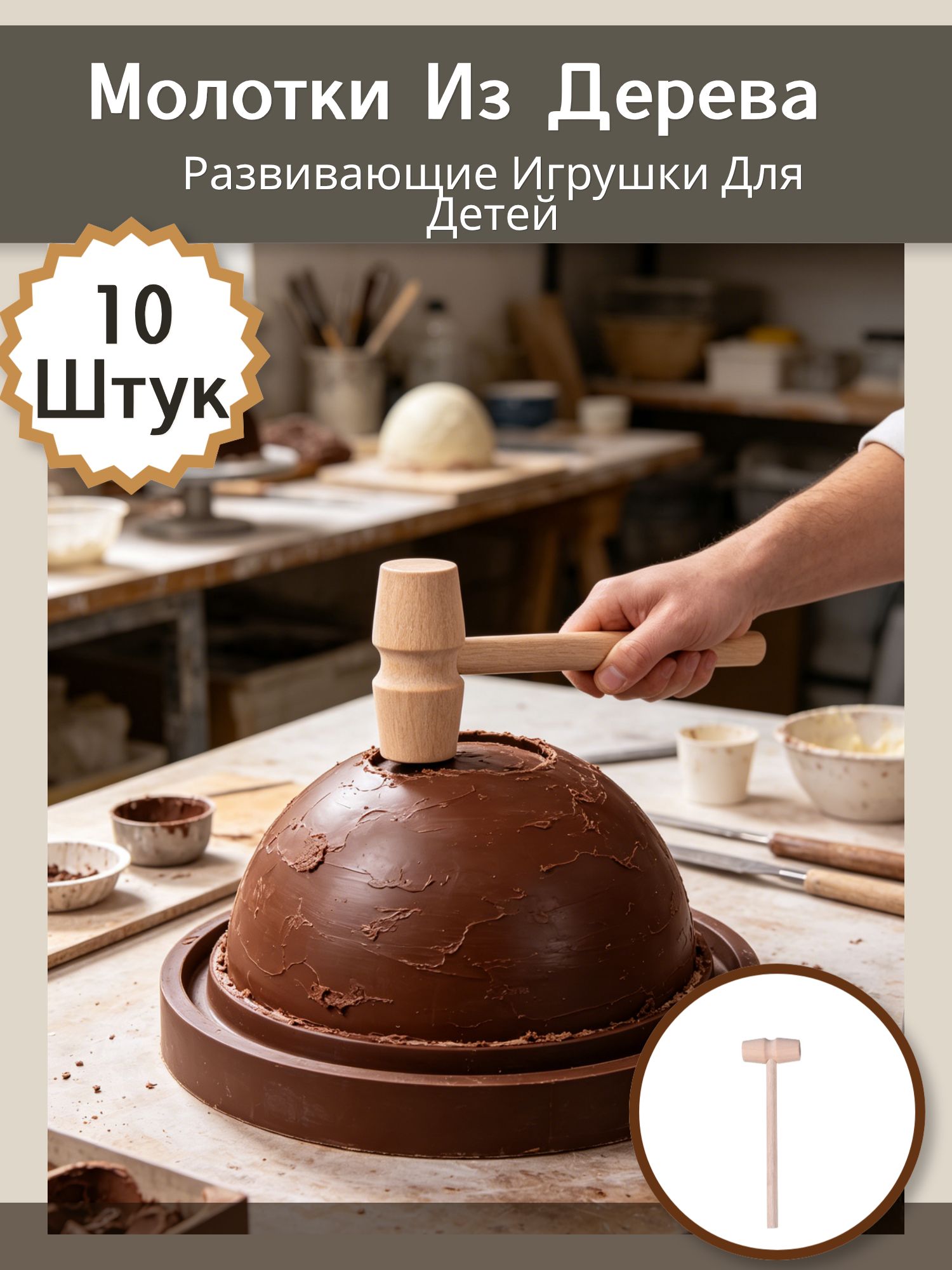 10 Шт Деревянные Молоточки для DIY Игрушки Ребенка Развивающие Координацию и Ловкость 14.6X4.3X2CM