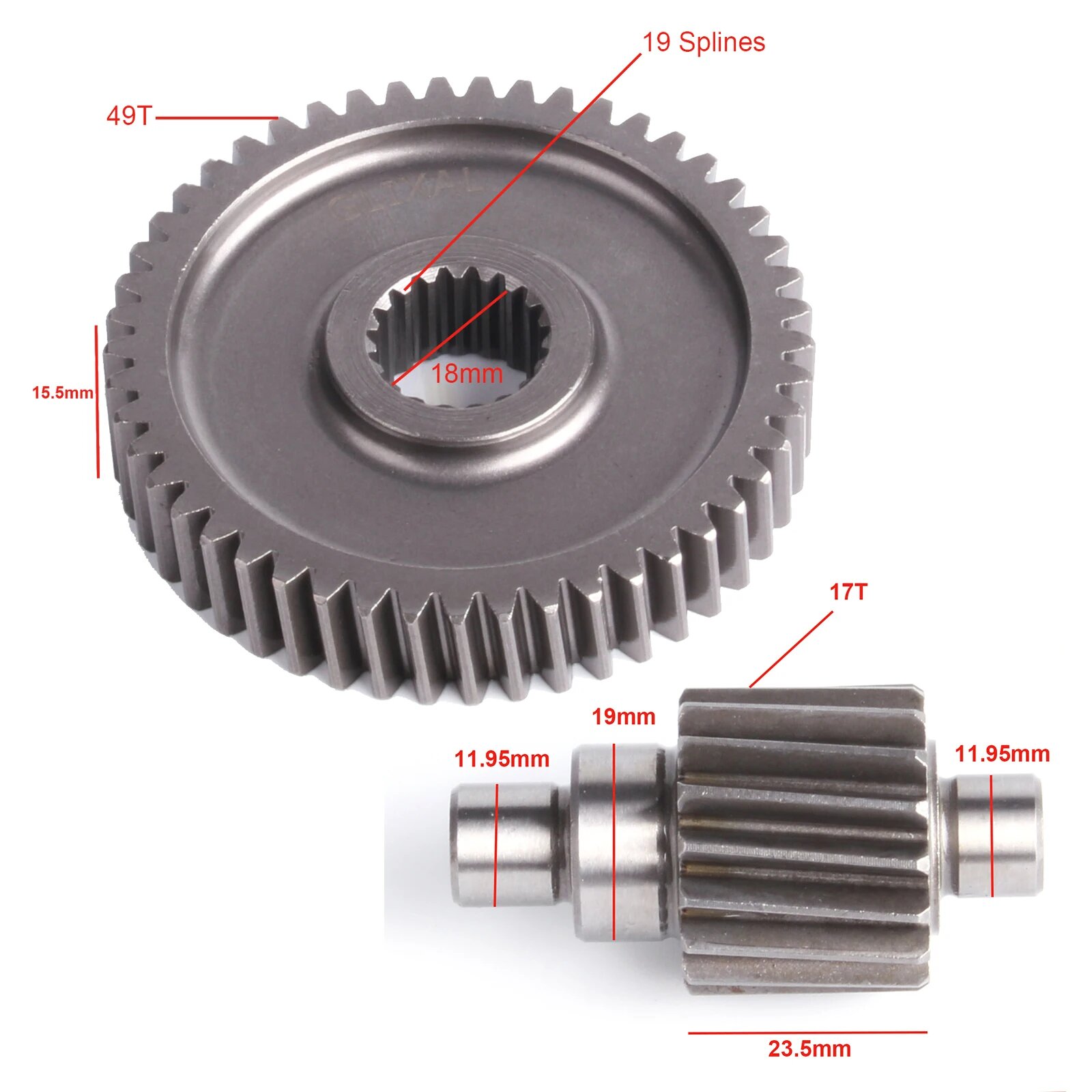 GY6 49cc 50cc 80cc Комплект передач 139QMB/147QMD, Цвет: 17-49T