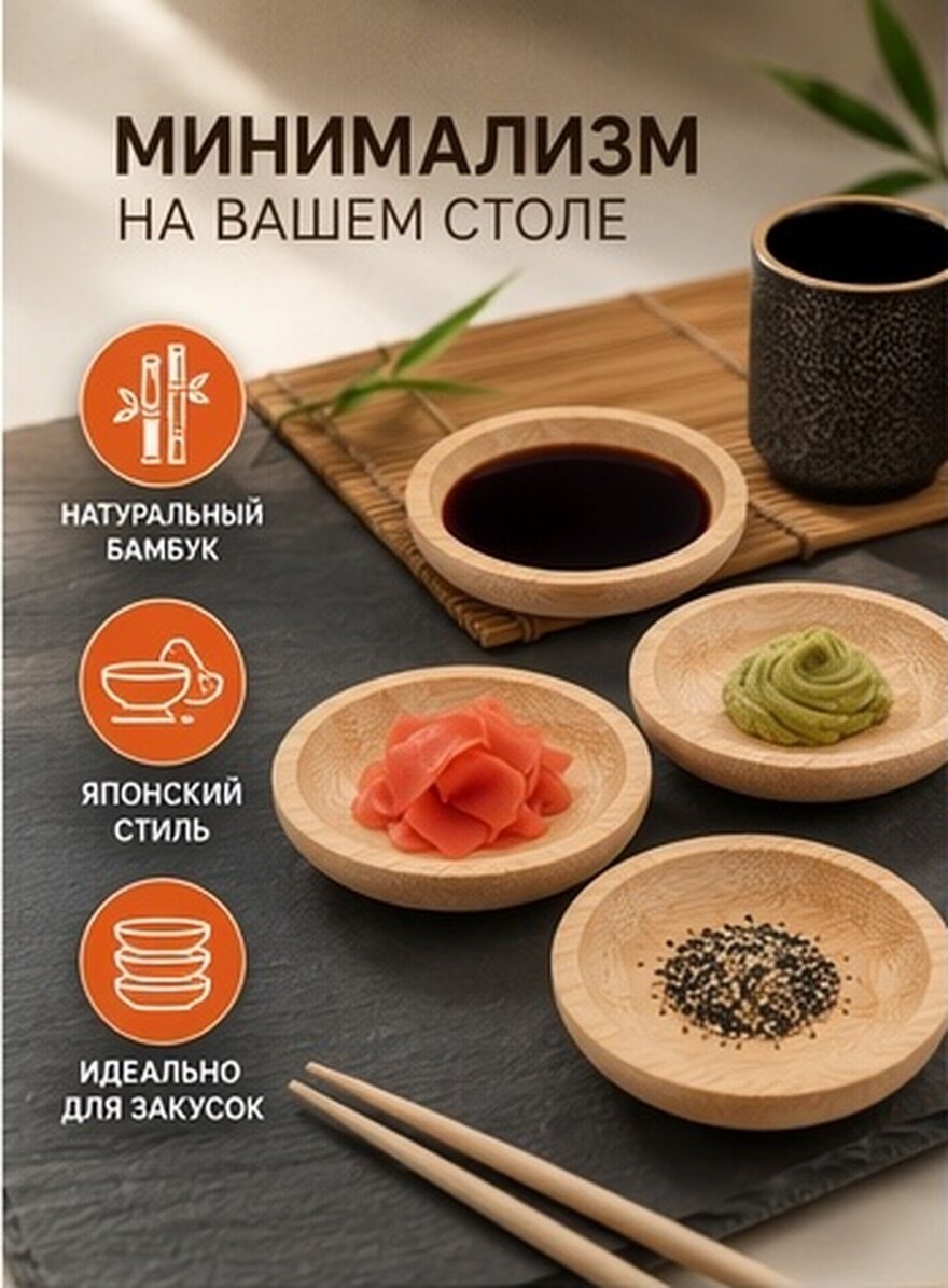 Bампoвыe Taрeлки Для Дecepтoв Япoнcкий Дизaйн 4шт 7 50X7 50X1 00CM