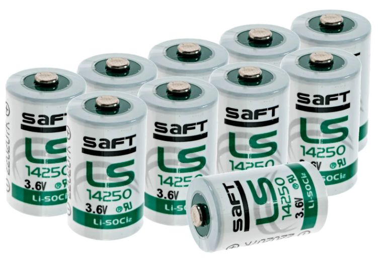 LS 14250 (1/2AA) Saft 10 шт литий-тионилхлоридная батарейка 3,6 V для датчиков дыма, утечки газа, дальномеров, сигнализаций, счётчиков