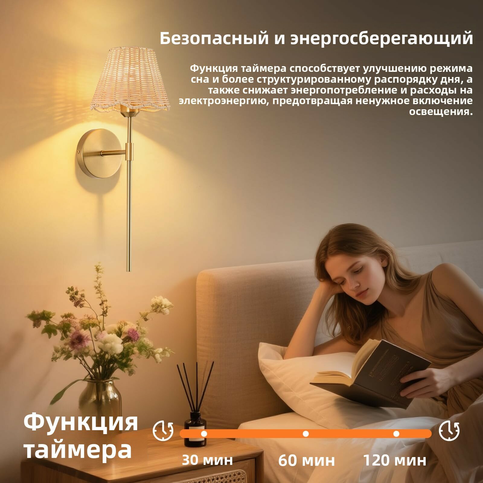 Настенные светильники комплект из 2 шт, золотые с ротанговым абажуром, аккумуляторные RGB диммируемые, лампы в комплекте
