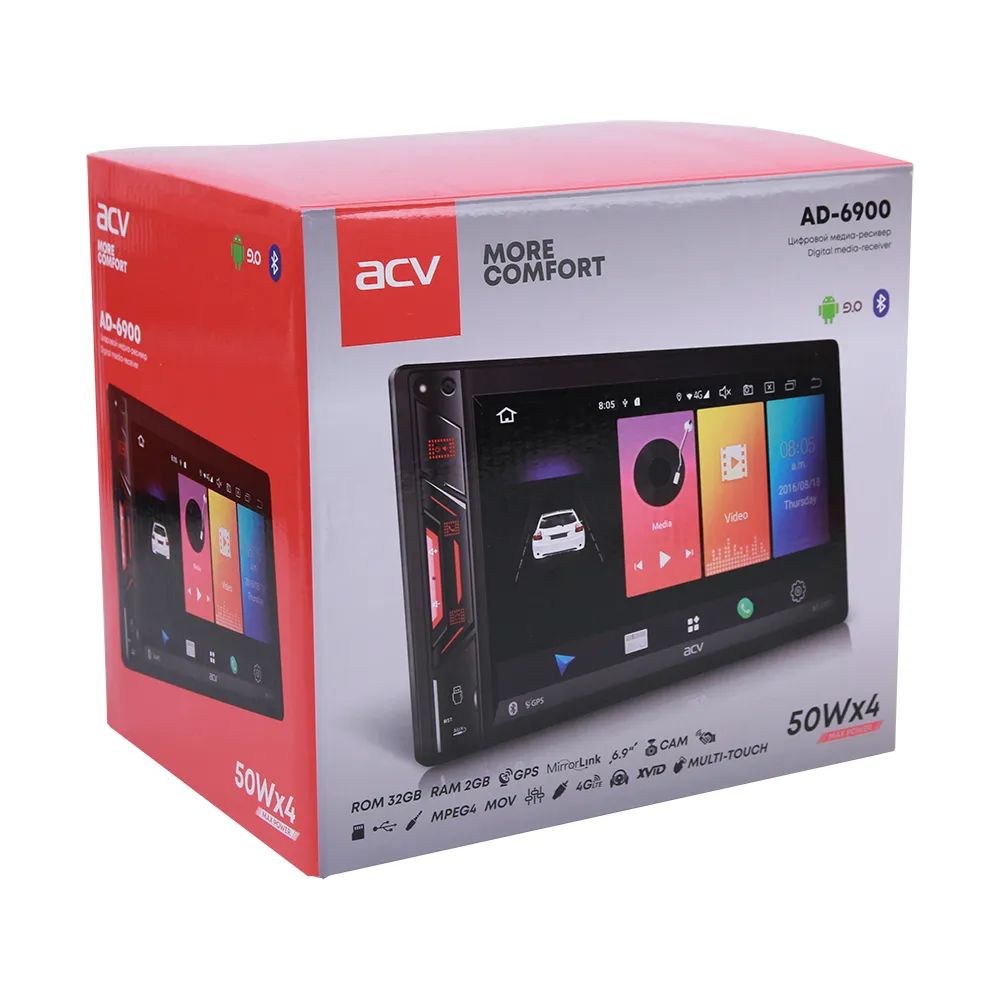 Магнитола для авто (автомагнитола) 2 DIN ACV AD-6900 (Android 9.0, 6,9" 2GB+32GB)