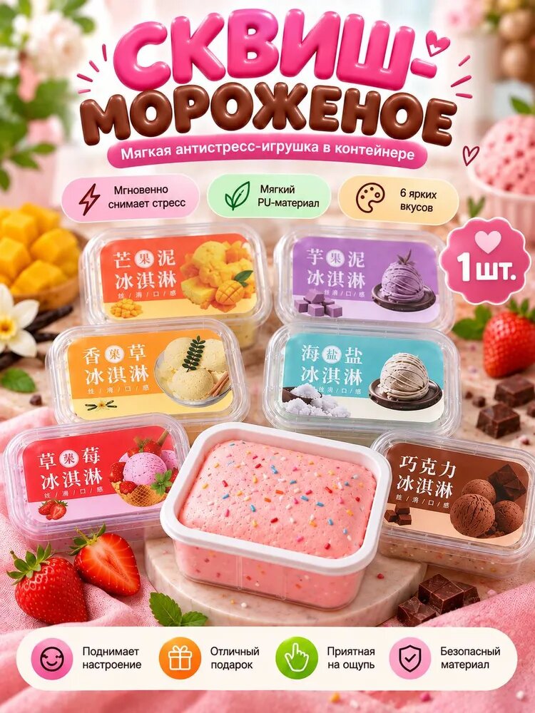 Игрушка сквиш антистресс с ароматом кекса, серия вкусные продукты