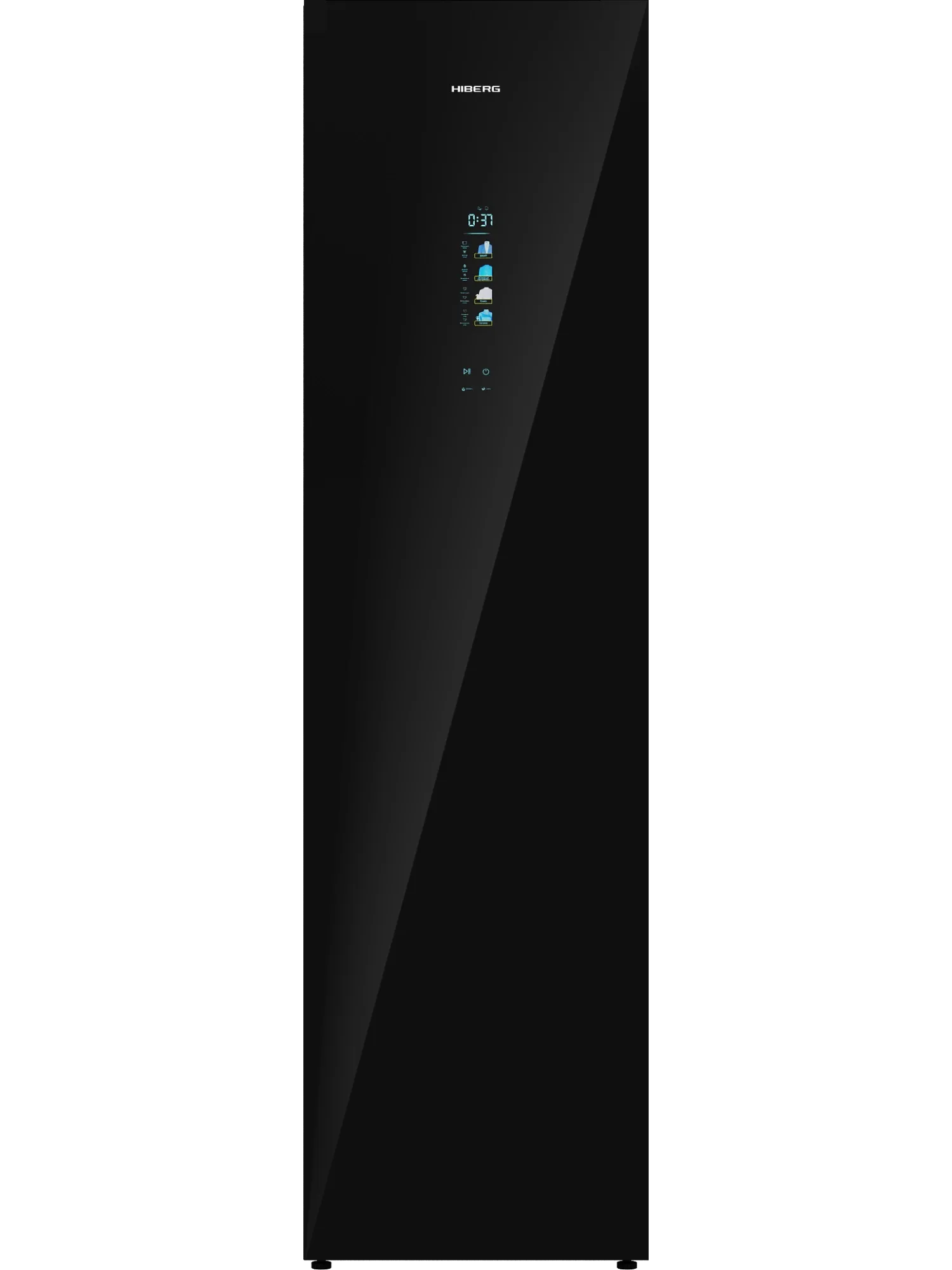 Паровой шкаф Hiberg SD 5GB на 5 кг с тепловым насосом, прессом для брюк и плазменной дезинфекцией, черное стекло