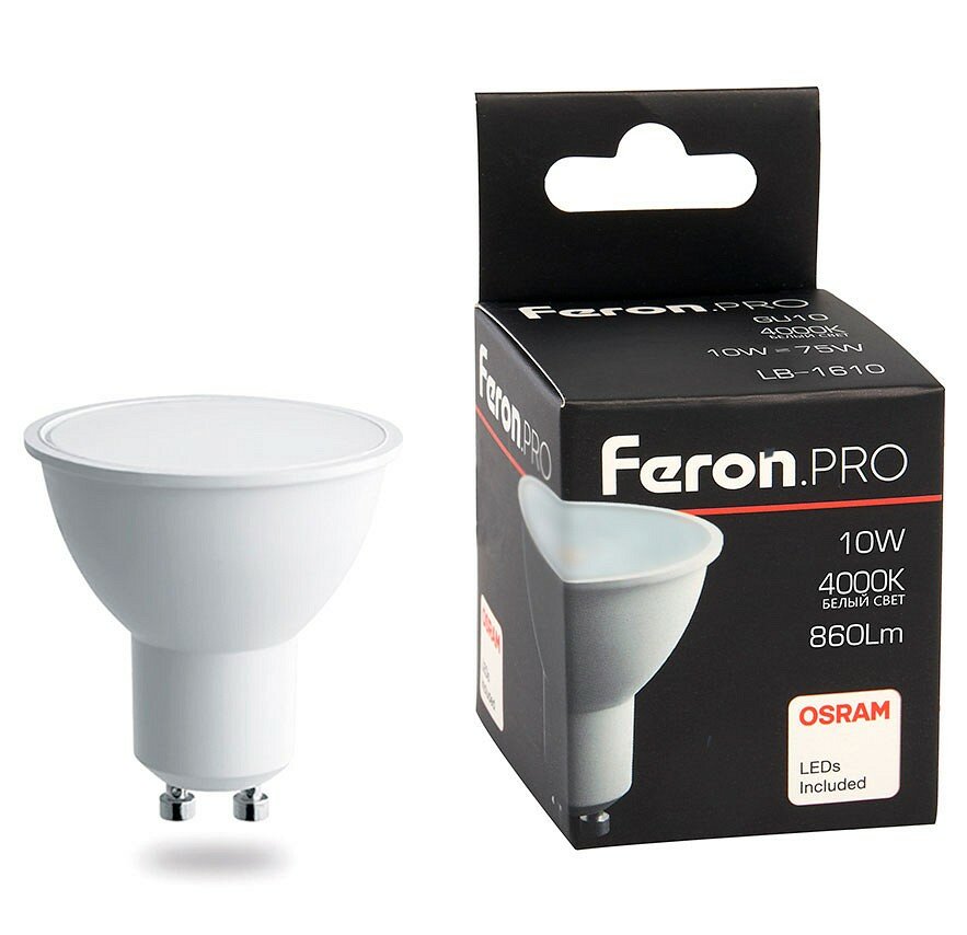 Лампа светодиодная Feron Lb 1610 GU10 10Вт 4000K 38162