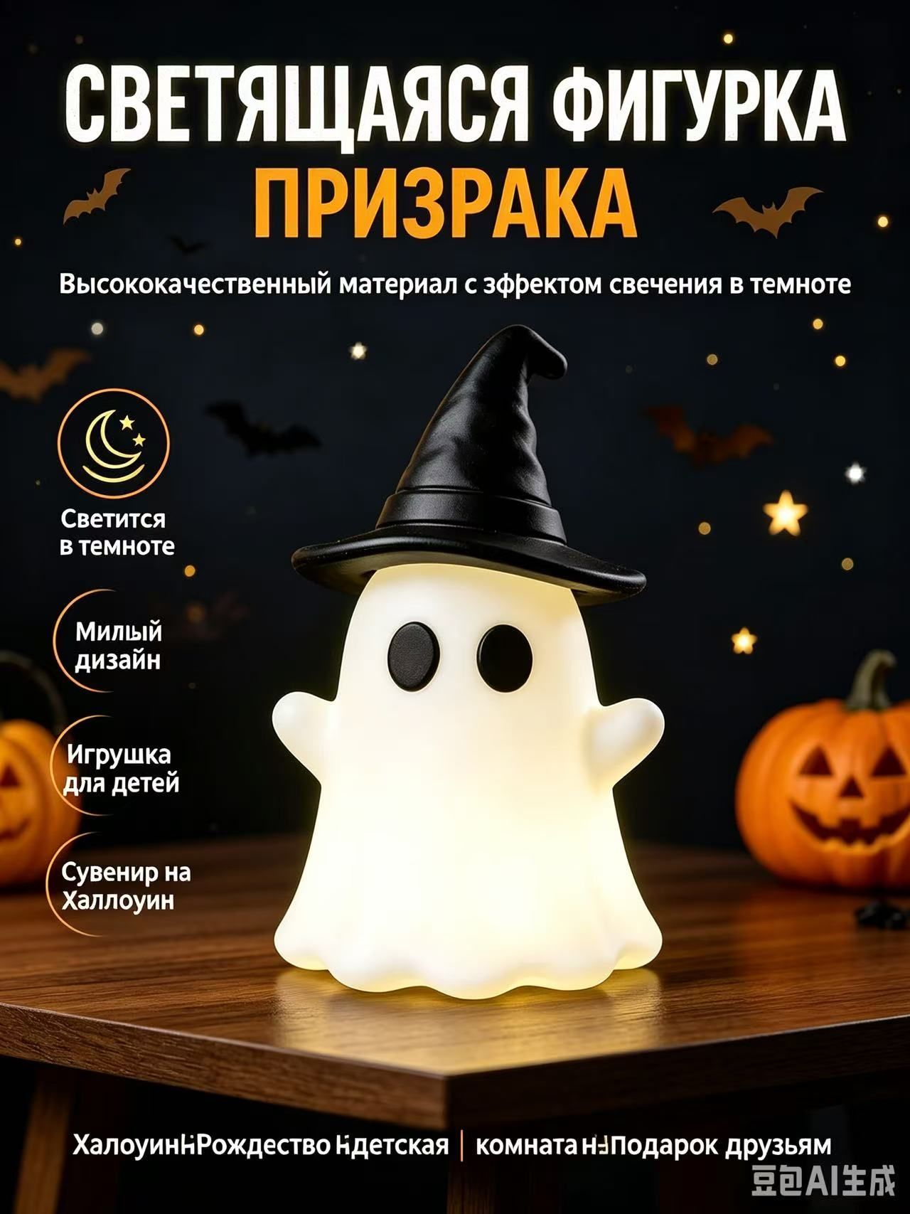 Украшение Хэллоуина светящаяся статуя призрака 1