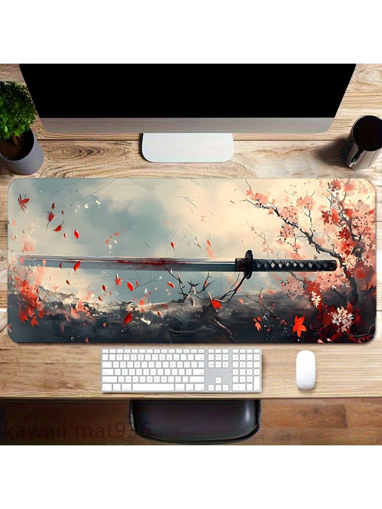 Samurai Удлиненный коврик для клавиатуры и мыши 40x90xxl, специальный настольный коврик для киберспорта из аниме "Японские самураи", плавное позиционирование