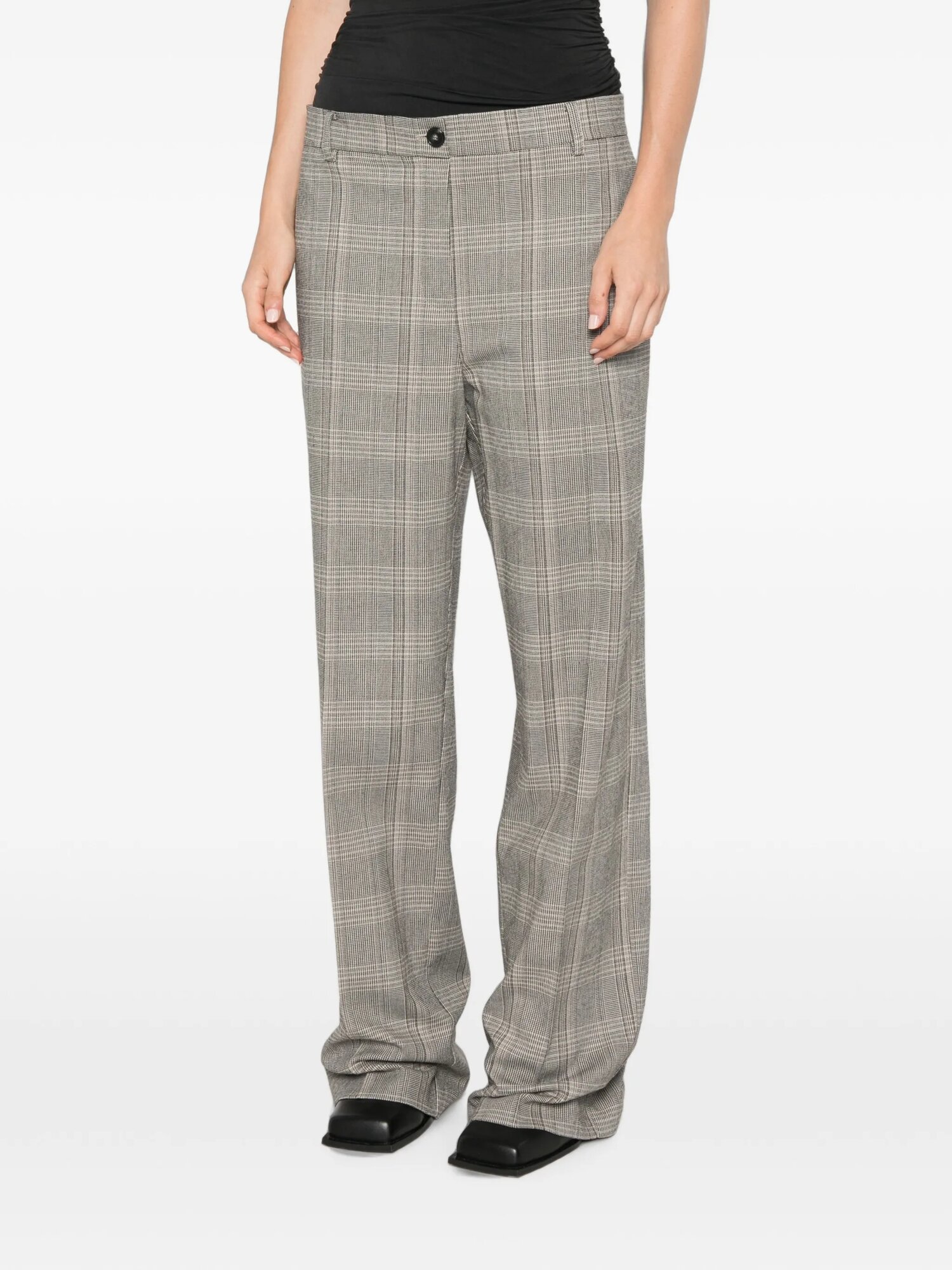 Брюки PATRIZIA PEPE Checked oversized-waist trousers, размер 40 — фото 1