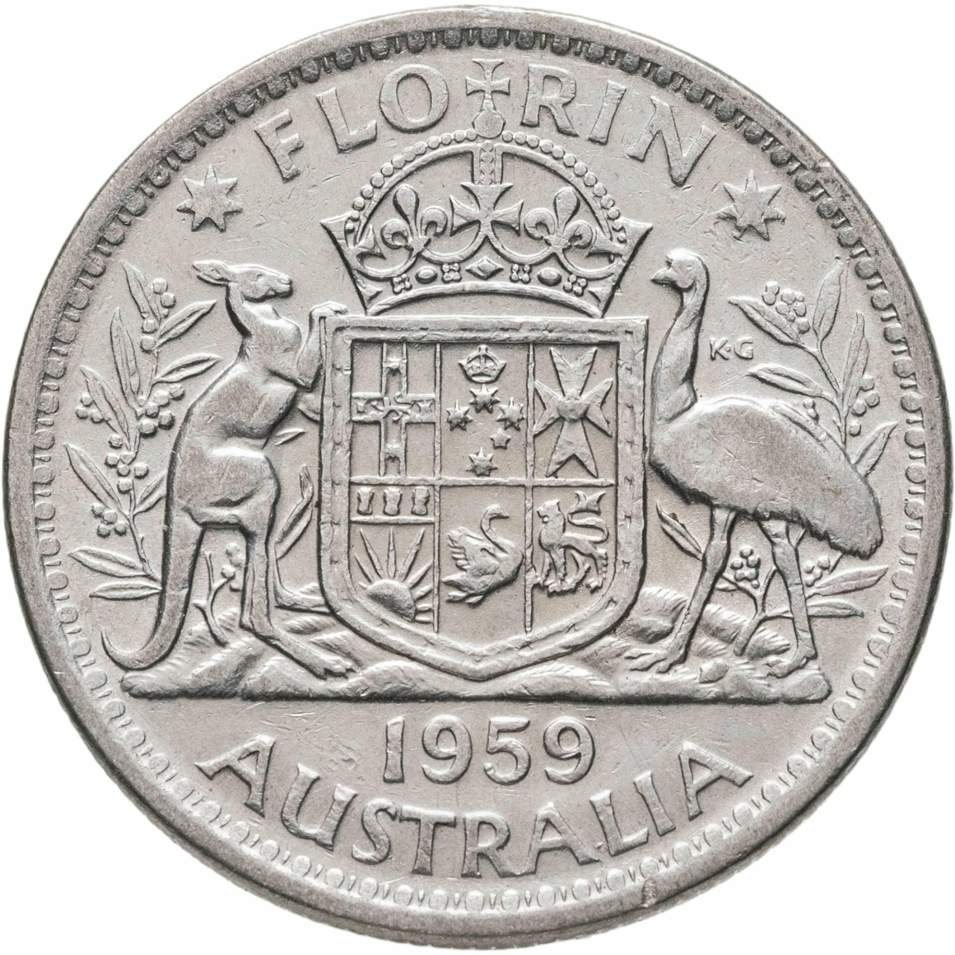 Австралия 2 шиллинга флорин 1959, Серебро 500, в сохранности XF-AU