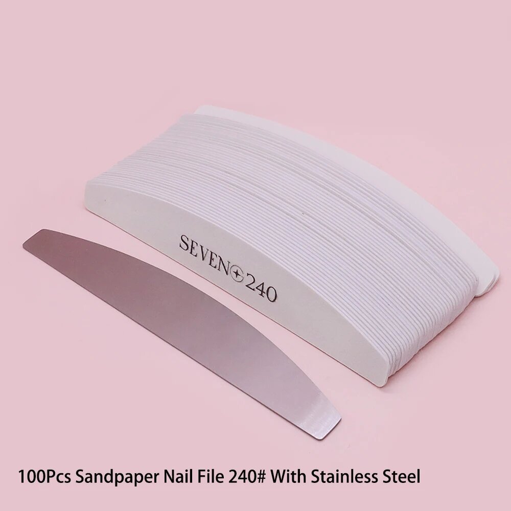 100 шт. пилок-губок для маникюра JEARLYU 240/280 с металлической пилкой 100Pcs 240Grit