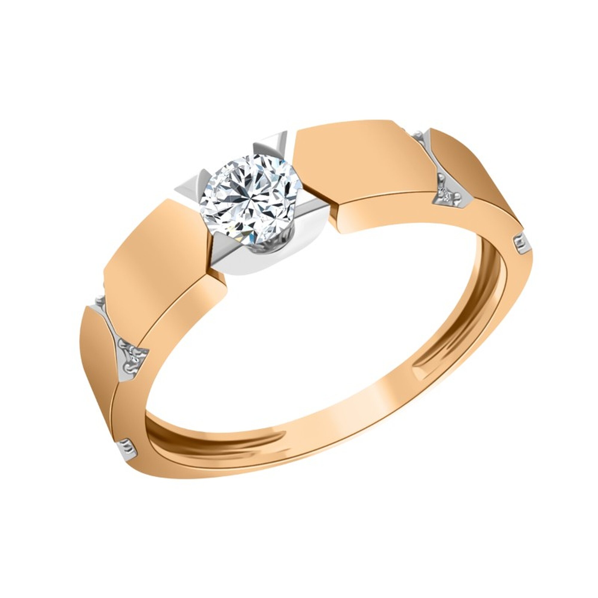 Кольцо Diamant online, красное золото, 585 проба, фианит