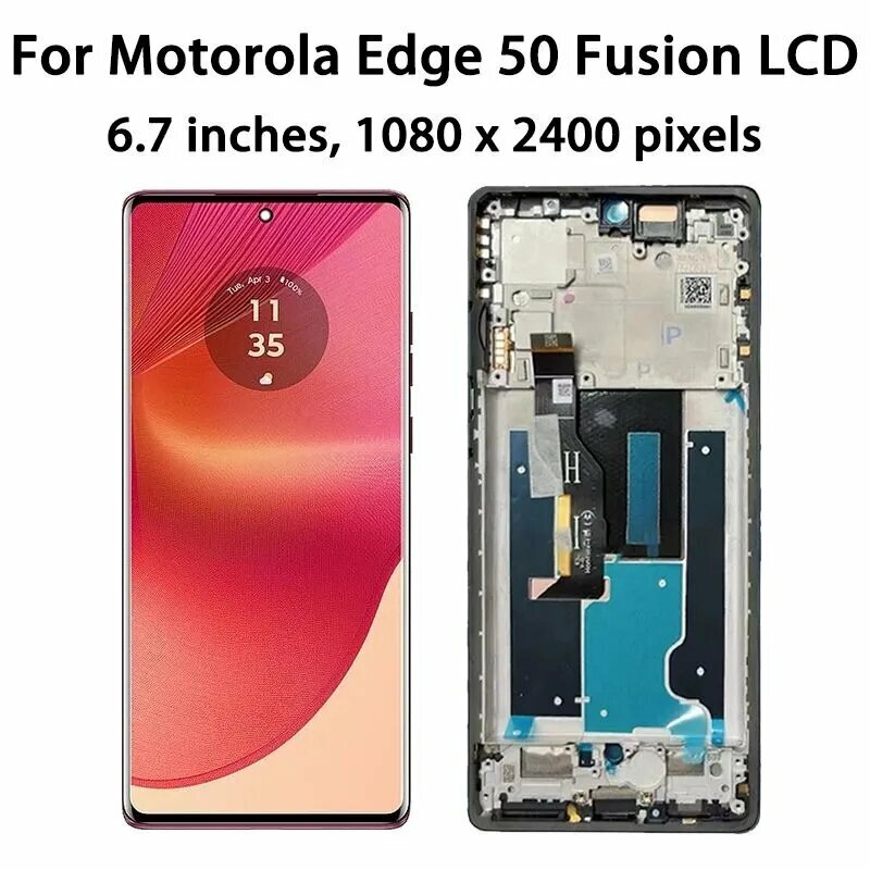 6,7-дюймовый P-OLED дисплей с рамкой для Motorola Moto Edge 50 Fusion, Moto Edge 50 Fusion, XT2429-1, сенсорный экран, дигитайзер, темно-синий.