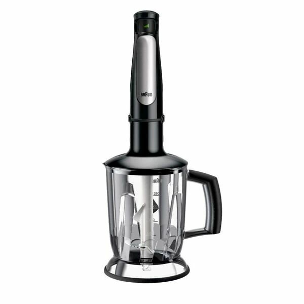Погружной блендер Braun MQ7045, 850 Вт, 10 скоростей, 4 насадки, регулировка скорости, турборежим, импульсный режим, черный