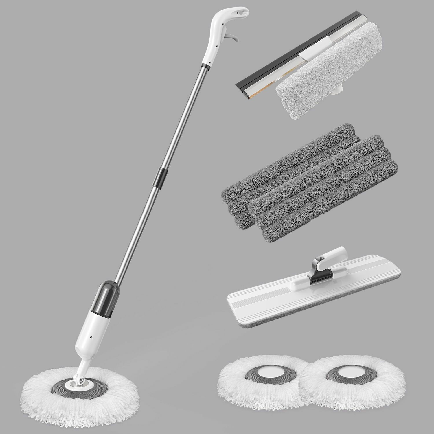 Швабра для мытья полов и окон для набора по уборке + Насадка микрофибра Spin Mop/ Ручка для швабры Spin Mop