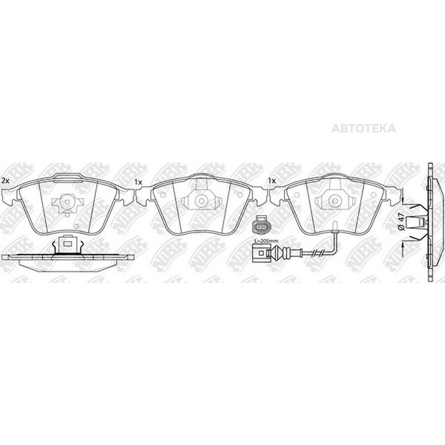 Колодки тормозные VAG A3/PASSAT/GOLF 5 04- перед. с датчиком NIBK PN0399W