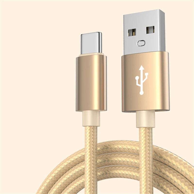 Кабель USB Type-C Для Быстрой Зарядки С Оплеткой Для iPhone 15/16/17 Pro Max, Бежевый, 1m, Gold