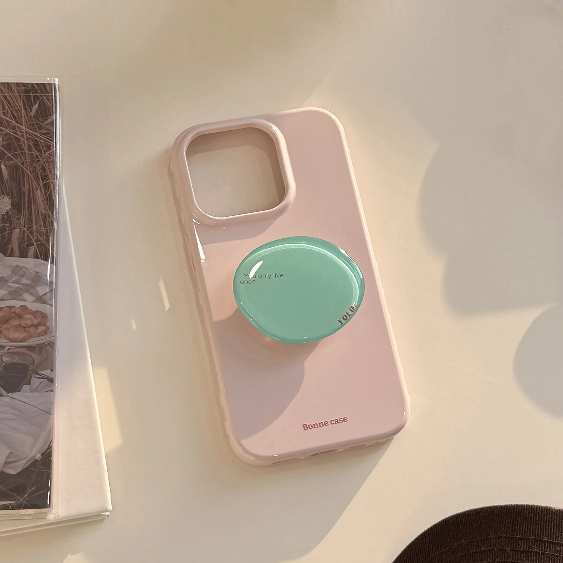 Корейский чехол для телефона Macaron Solid Colors с откидной подставкой из iPhone 16 Pro, 1