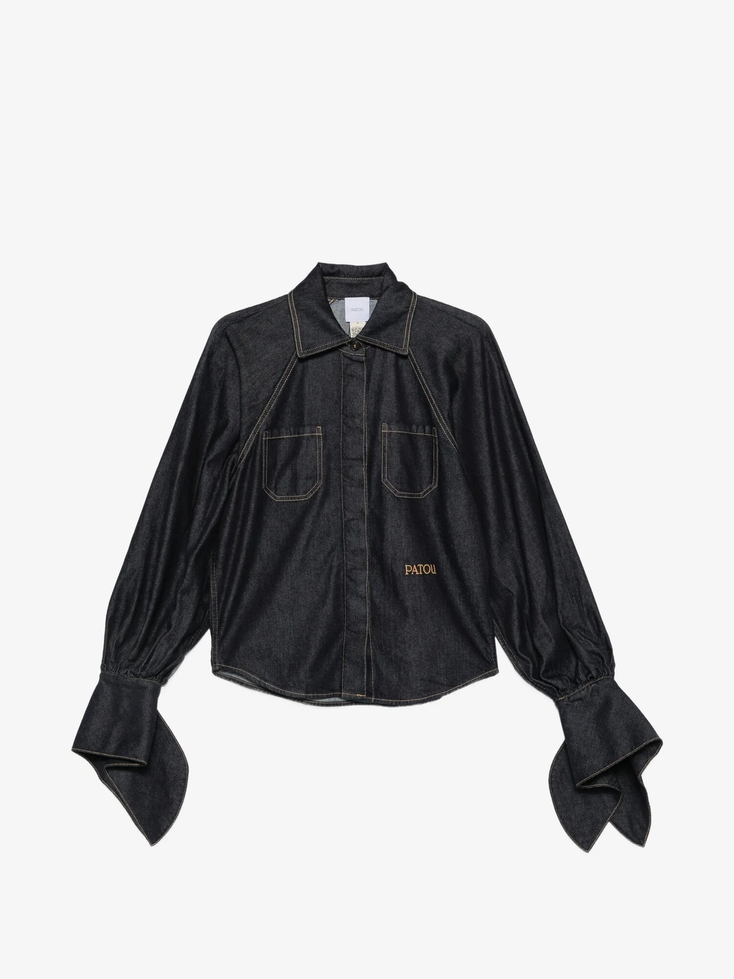 Блуза Knot-sleeve denim blouse