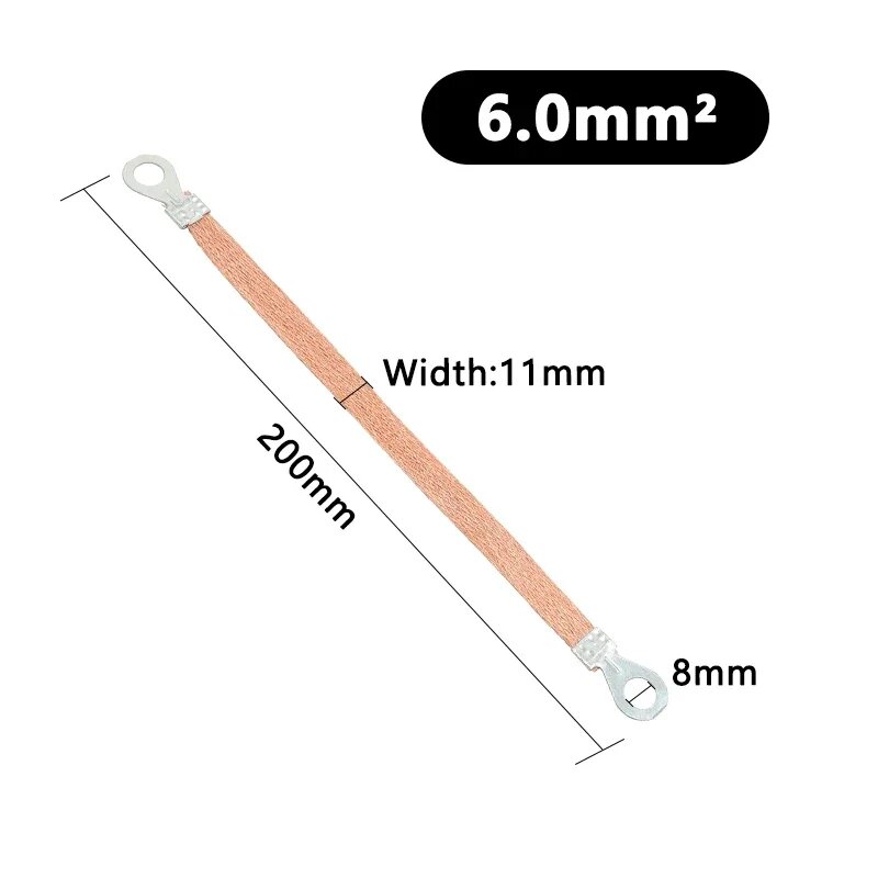 Гибкий заземляющий кабель-косичка Bridge SQ2.5/4.0/6.0 мм 200mm x Sq6.0mm, 100 Pieces