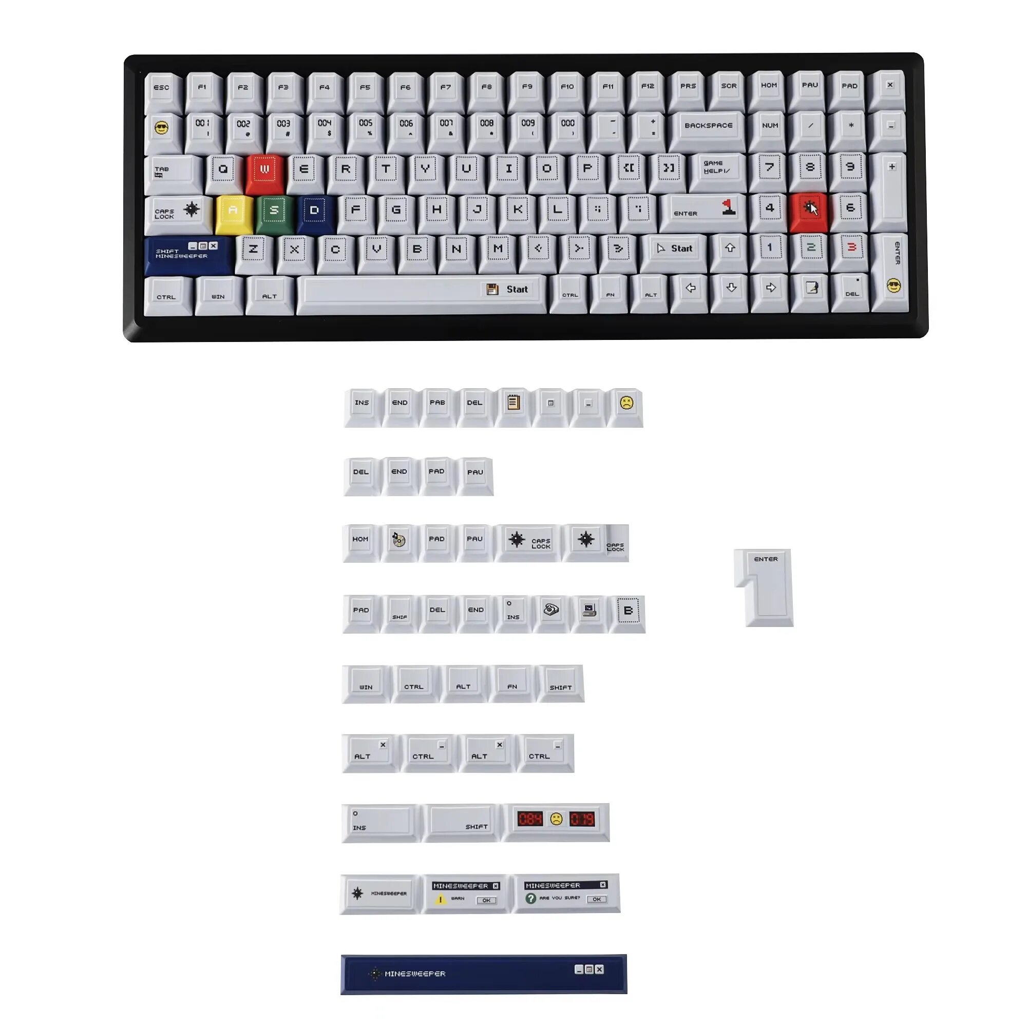 YMDK Minesweeper 143 клавиш PBT Cherry Profile
