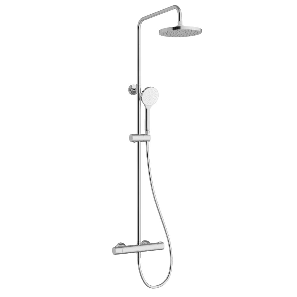 Душевая стойка VitrA Joy A47298EXP со смесителем, термостатическим, хром, глянцевая, душевая система с тропическим душем, с лейкой, латунная