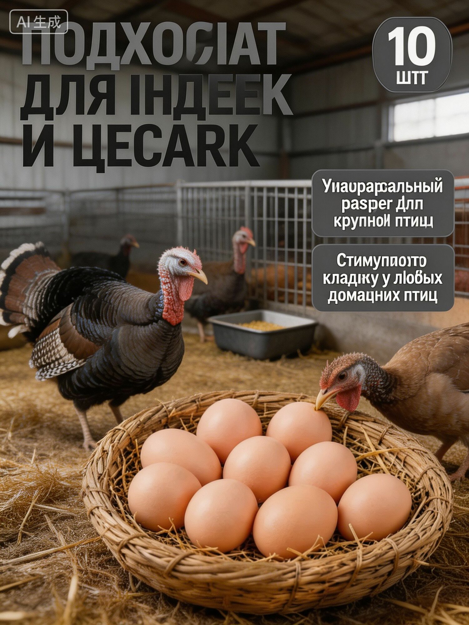 Подкладное яйцо для кур 10 штук, муляж куриного яйца для обучения кур нестись в гнезде
