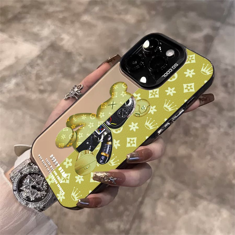 Чехол на Айфон 16 Про Макс / iPhone 16 Pro Max чёрный с Механический микс-медведь