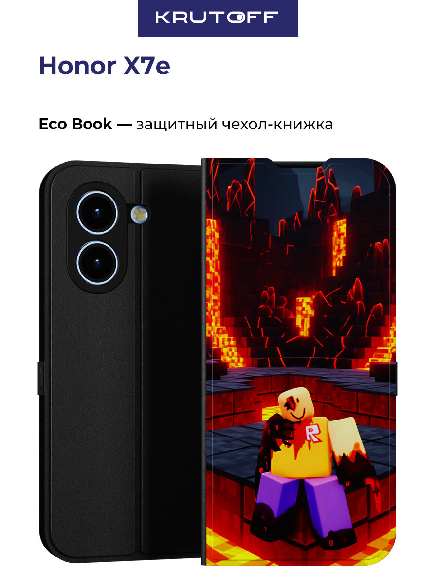 Чехол-книжка Krutoff Eco Book для Honor X7e Roblox-Форсакен Джон Доу (Forsaken John Doe) (черный)