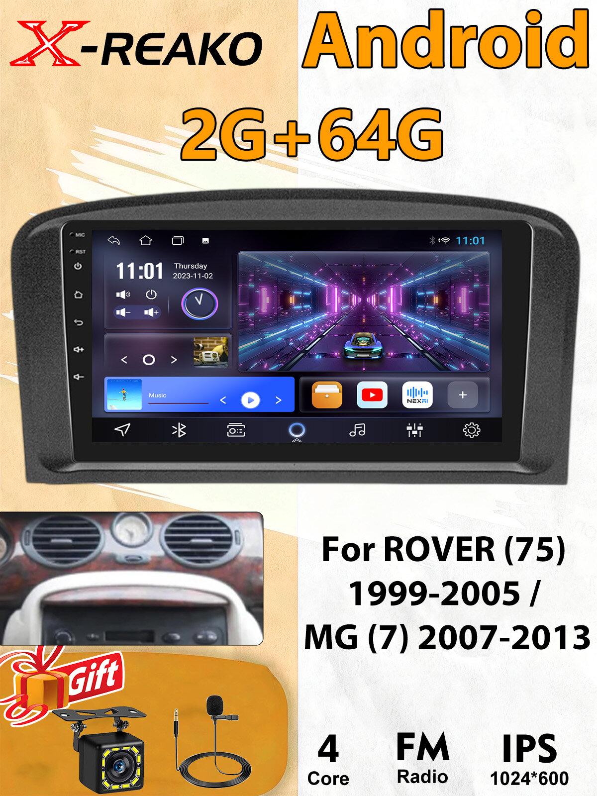 Магнитола для ROVER (75) 1999-2005 MG (7) 2007-2013 экран 9 дюймов Андроид wifi Bluetooth GPS
