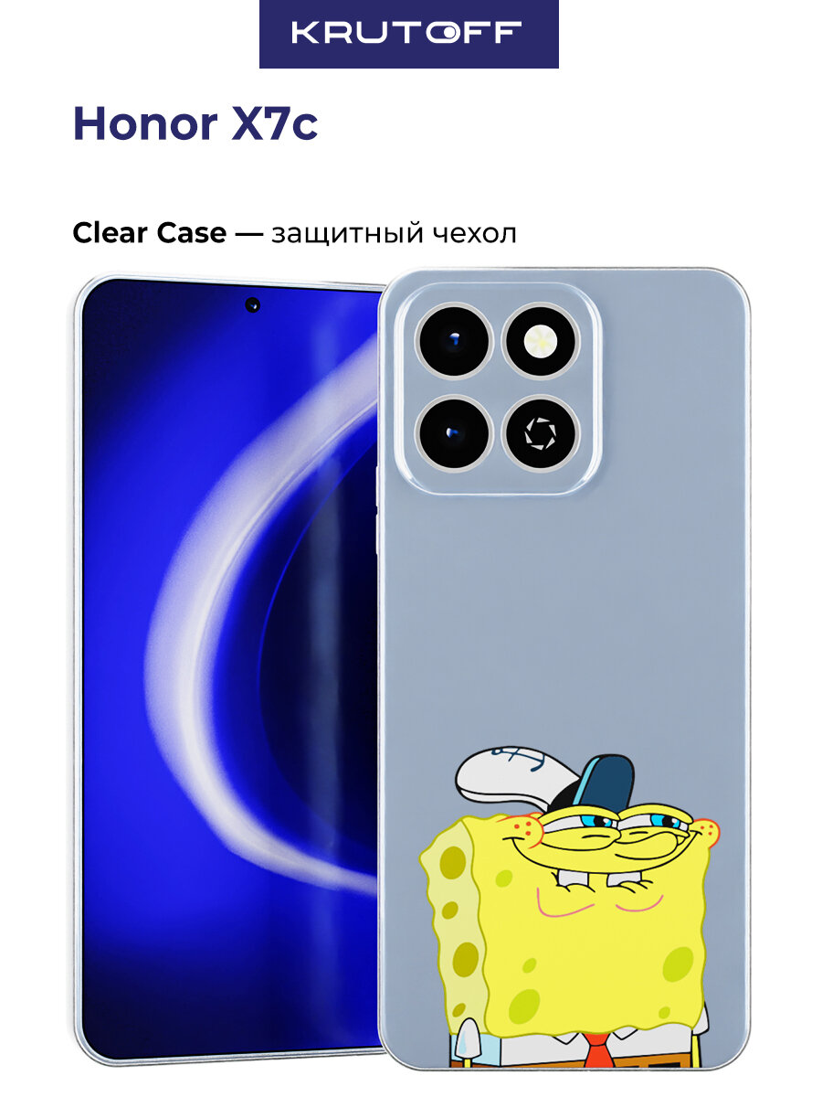 Чехол-накладка Krutoff Clear Case Губка боб мем для Honor X7c