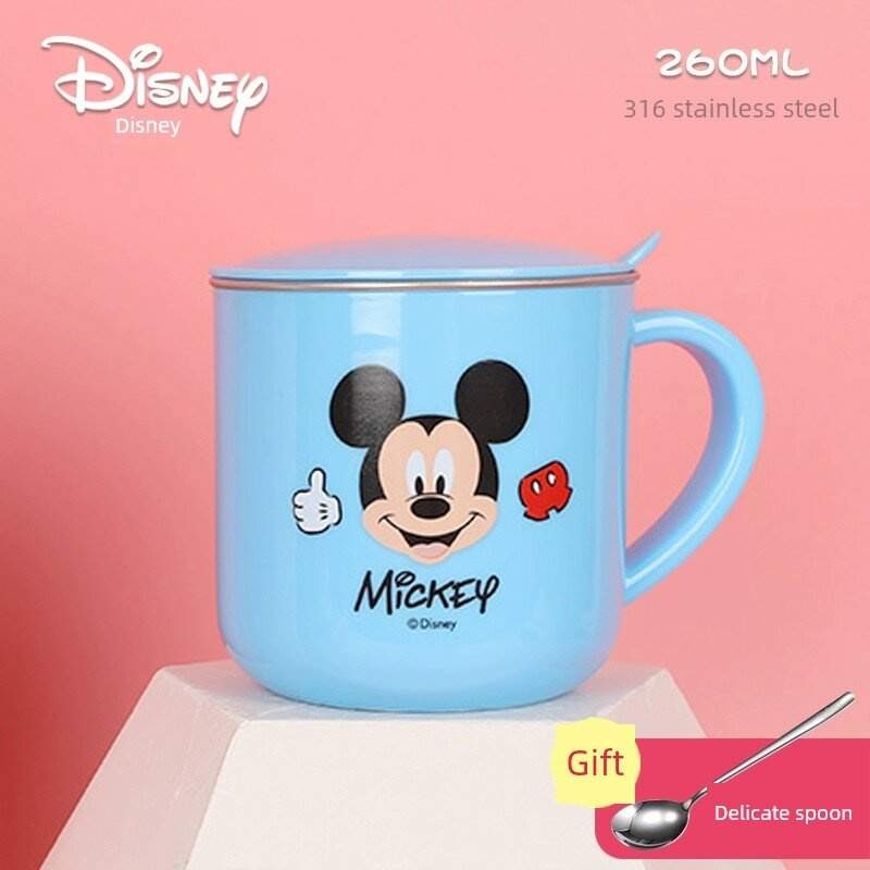 Детский стакан Disney Микки Маус синего цвета из нержавеющей стали с градуировкой и ударопрочным покрытием
