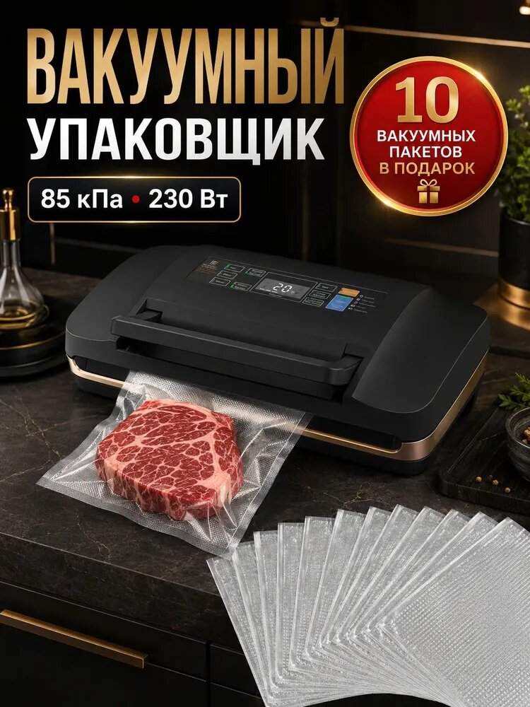 Вакууматор для продуктов упаковщик с запайкой и пакетами