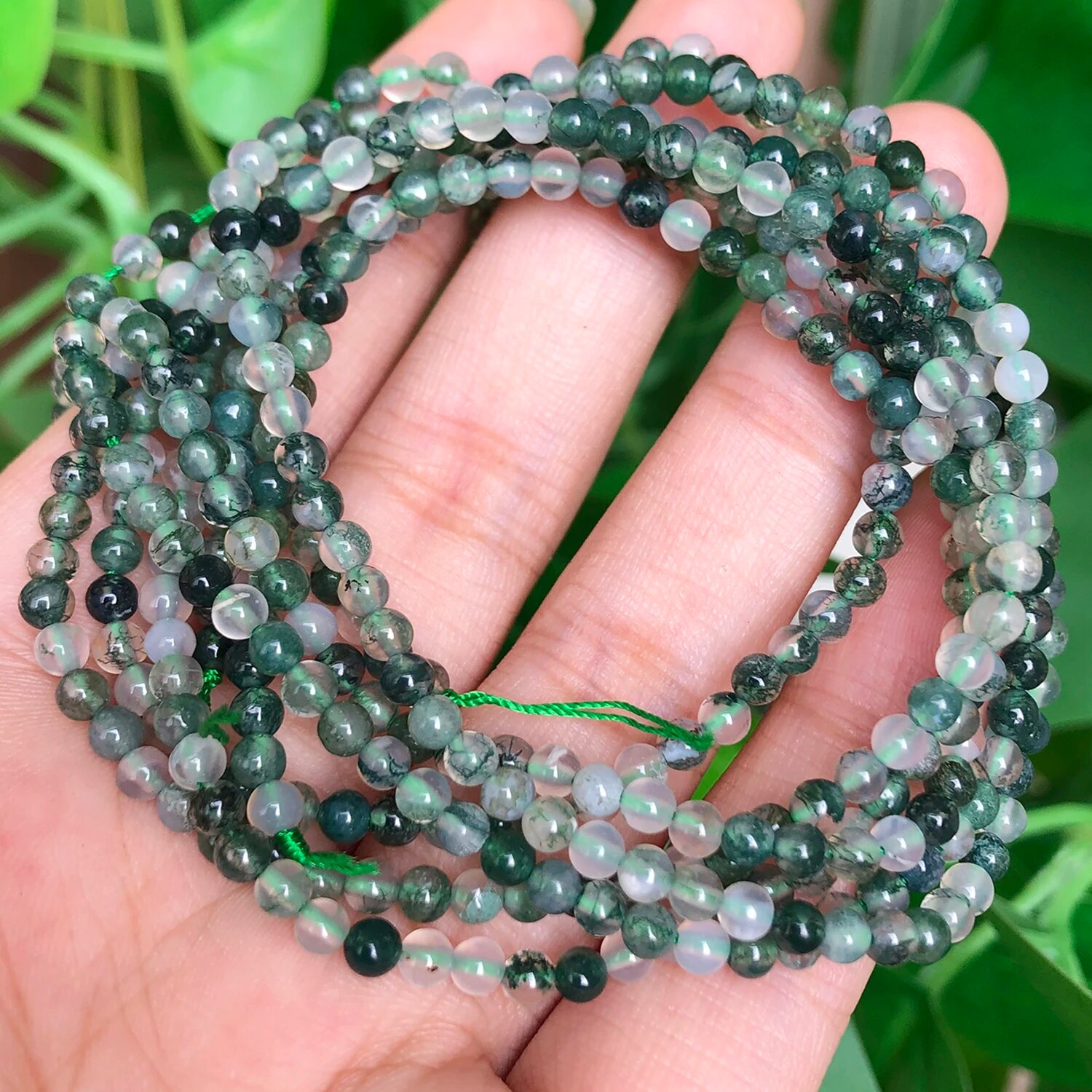 Бусины из агата, кварца, бирюзы и амазонита GMB724 2 3 4 мм Изумрудный, 4mm 92pcs beads, grass agate