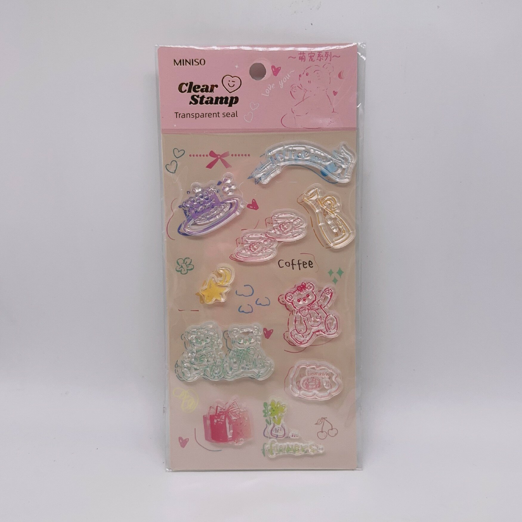 Прозрачная печать серии MINISO Tulip Huahua DIY необходимо используется с акриловой пластиной. Милый порошок для