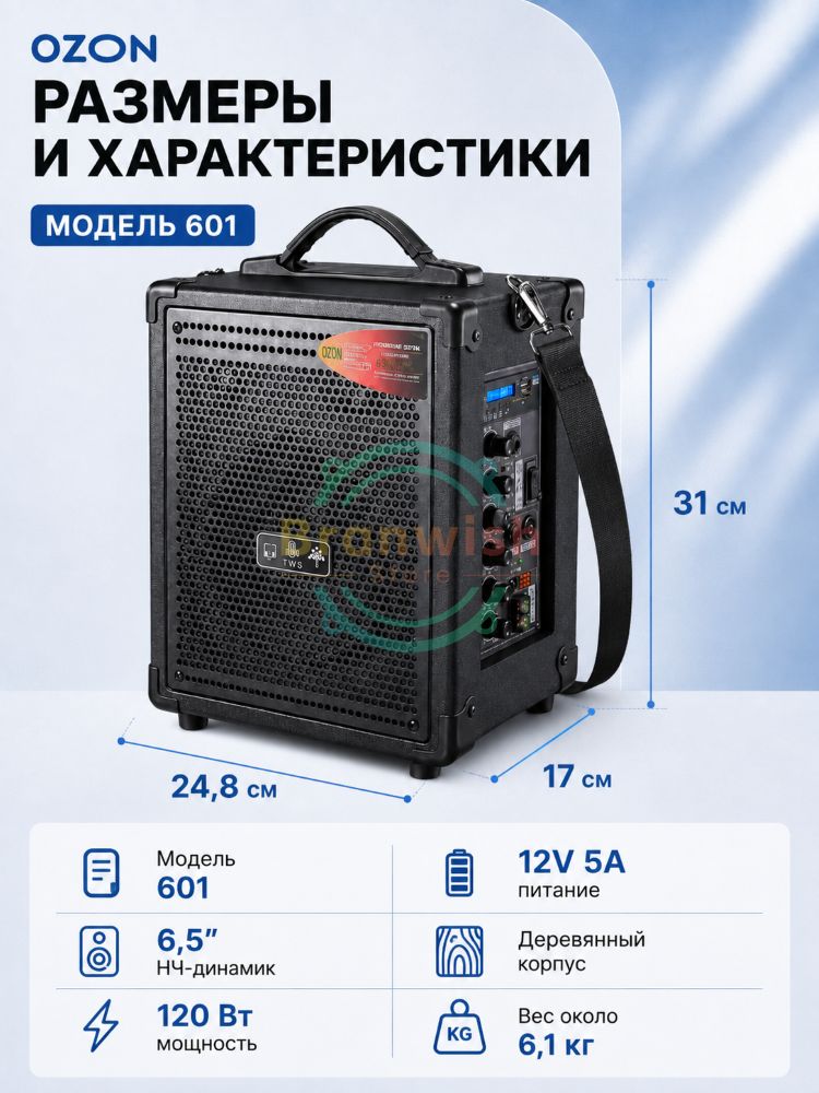 Bluetooth-динамик D61 мощностью 160 Вт, 8-12 часов, TWS, встроенный микрофон / гитара, для наушников