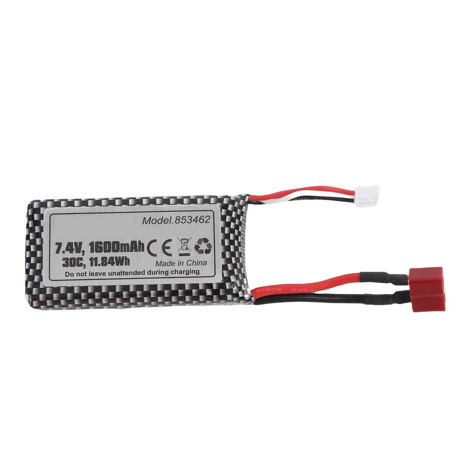 Аккумулятор lipo 2s 1600mah с t-разъемом для rc моделей hbx 3101a 3100a 2996a 2997a