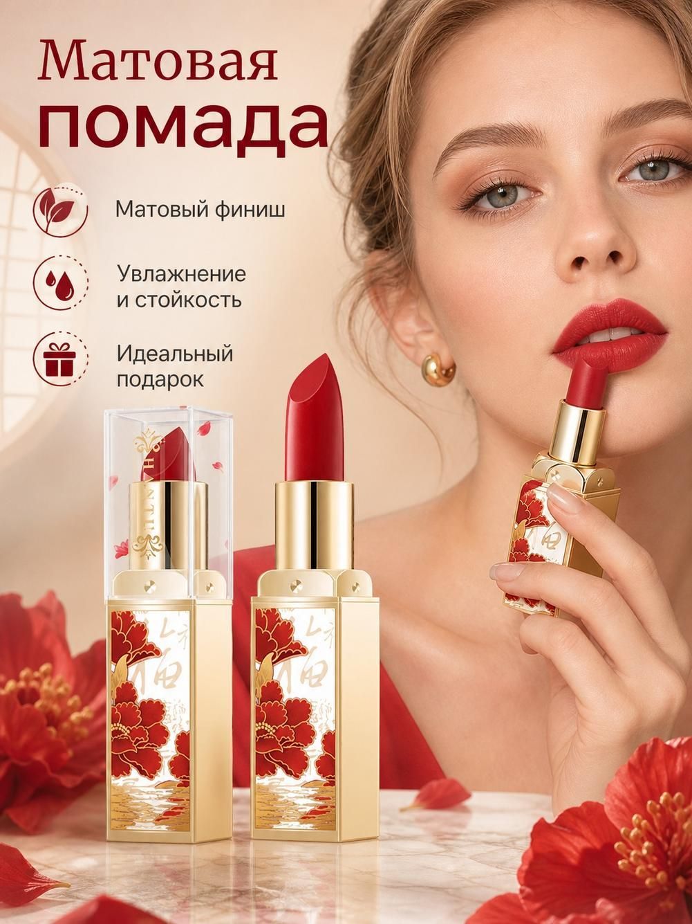 Водостойкая и стойкая матовая помада