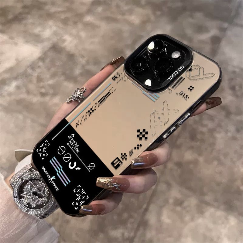 Чехол на Aйфон 14 Про / IPHONE 14 черный противоударный чехол с киберпанк-дизайном CS и голубыми акцентными линиями, усиленная защита камеры и боковых граней