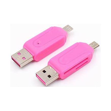 Картридер 2в1 штекер USB+Micro USB OTG Универсальный TF, SD, микро SD