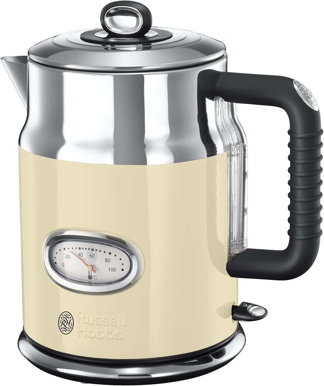 Электрический чайник Russell Hobbs объем 1,7 л, мощность 2400 Вт, нержавеющая сталь - кремовый ретро 21672-70