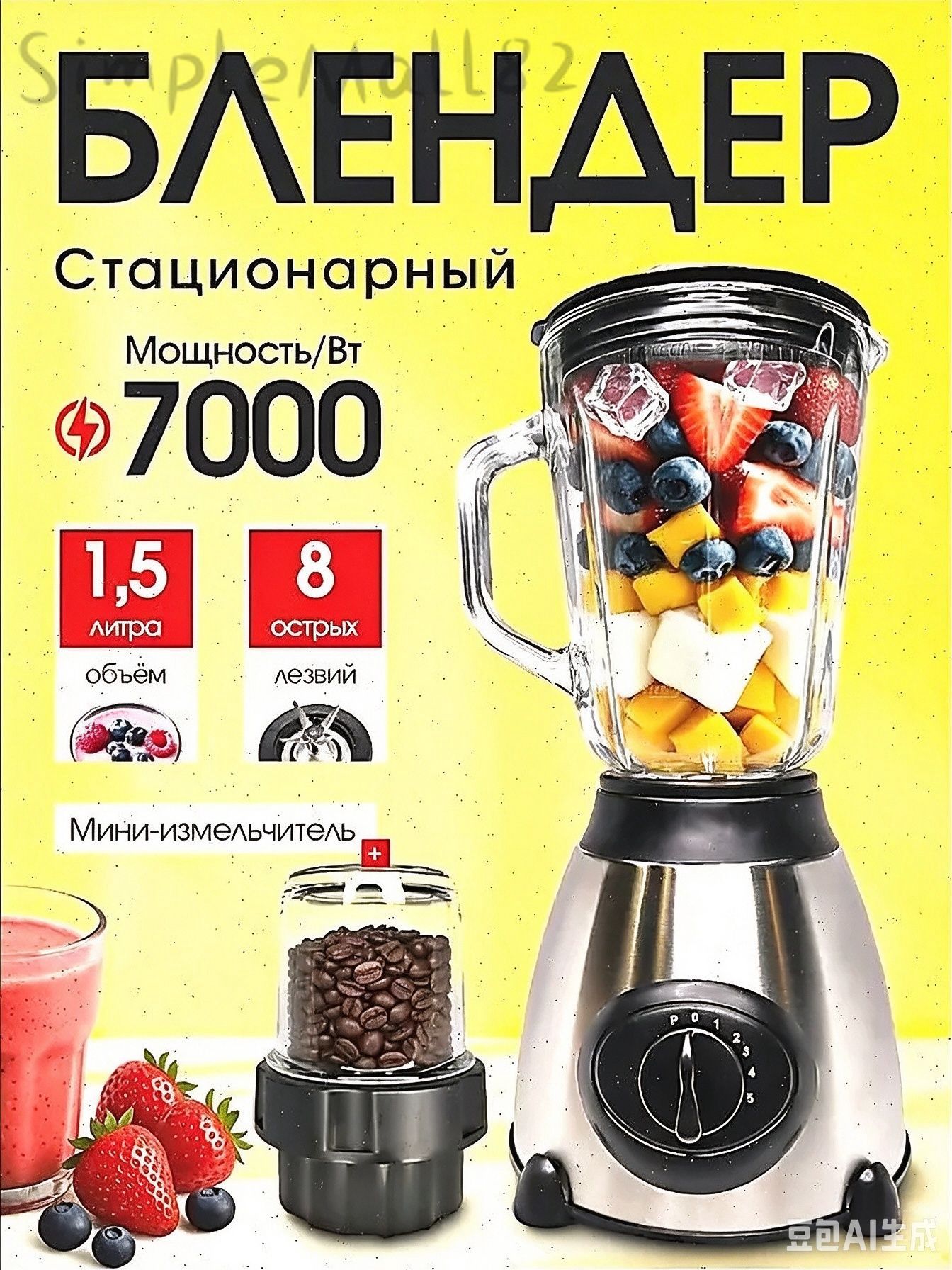 Стационарный блендер 019f2acdd3767215ba504df9e82a623f, хром