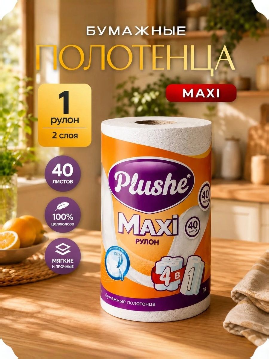 Бумажные полотенца Plushe в рулоне Maxi / 2 слоя 40 метров