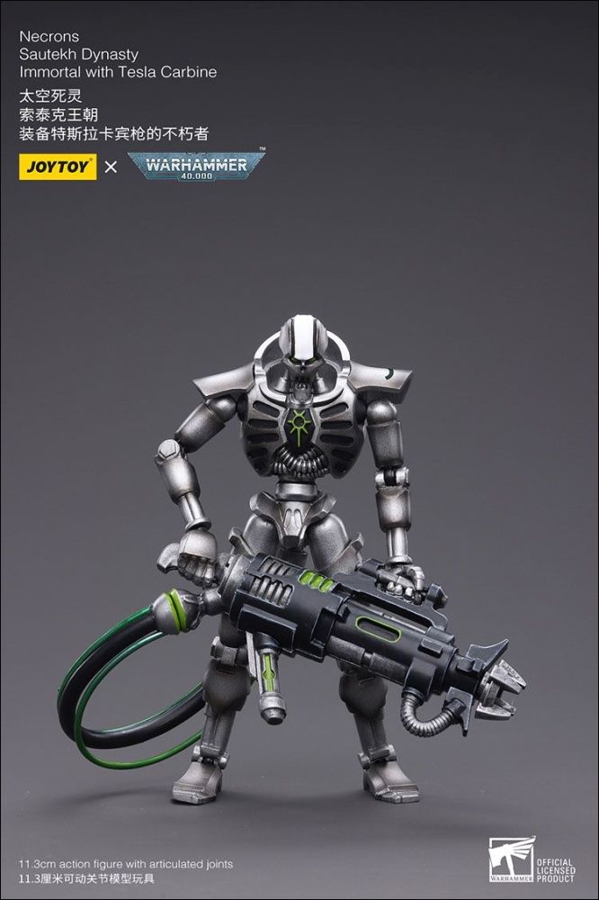 Подвижная Кукла JOYTOY 1/18 Warhammer 40K Necrons Saultkh Dynasty lmmortal with Tesla Carbine Военные модели игрушек