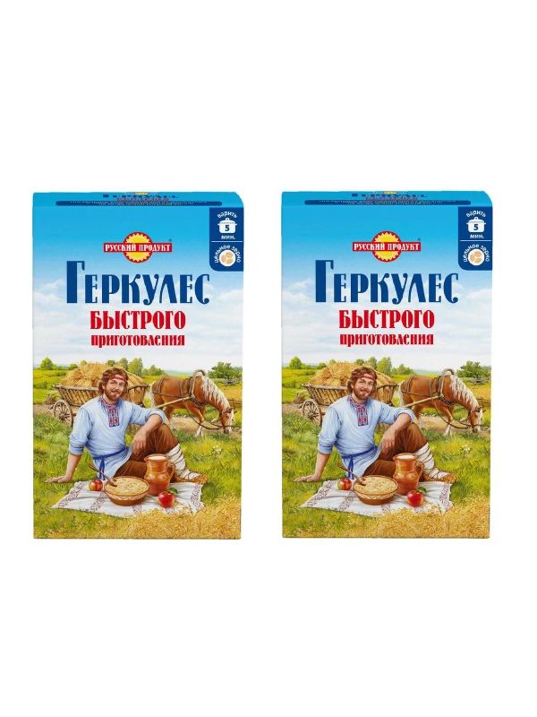 Русский Продукт Хлопья Геркулес овсяные, быстрого приготовления, 420 гр, 2 шт