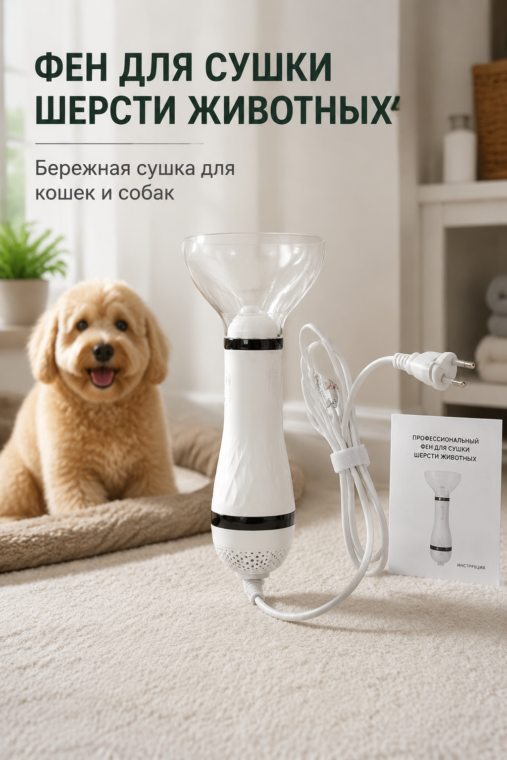 Фен для сушки шерсти кошек и собак для груминга