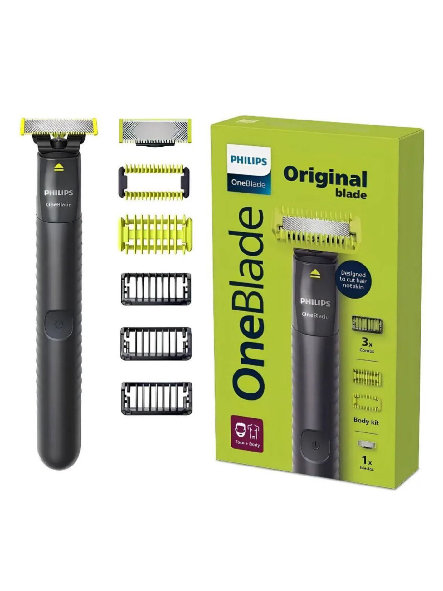 Philips Триммер для лица и тела OneBlade QP1624/10, черный
