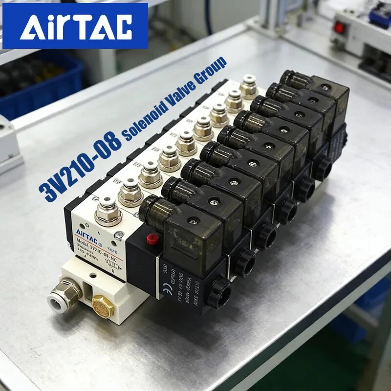 Группа электромагнитных клапанов AIRTAC 3V210-08 AC220V DC24V 4 Stations, DC24V 4mm fittings